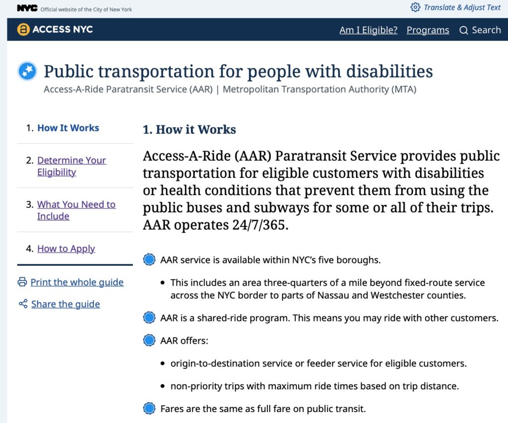 Access A Ride (AAR) MTA’s transportation for people with disabilities ...